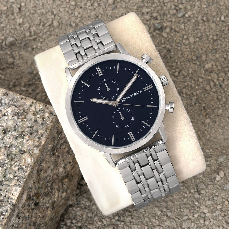 Shop online Niko Blue Dial Silver Metallic Strap Watch by Joker & Witch