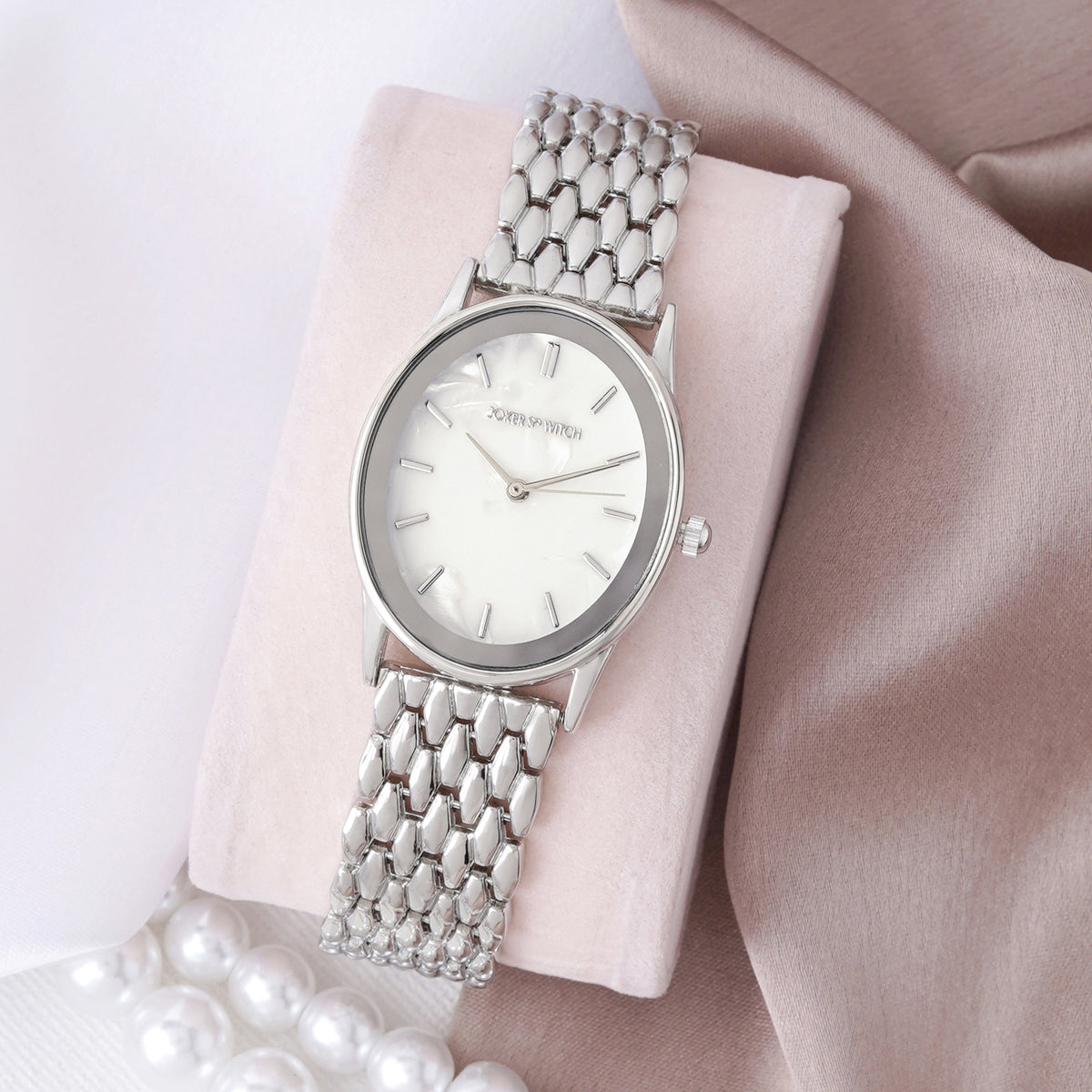 Shop online Quisp White Mop Dial Silver Metallic Strap Watch by Joker ...