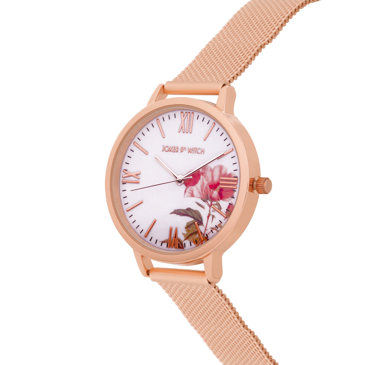 Shop online Edna Rosegold Printed Dial Mesh Strap Watch by Joker & Witch