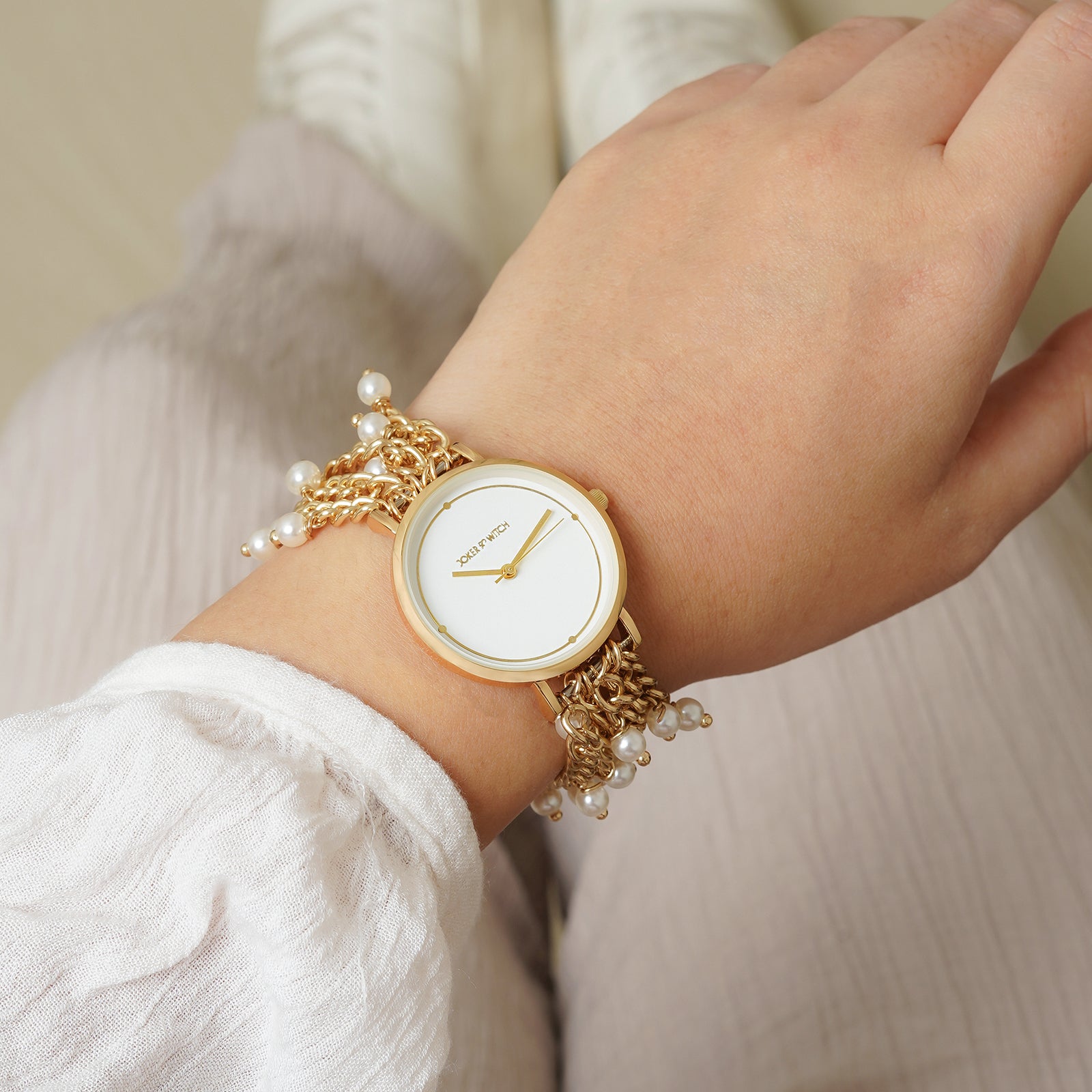 Isadora White Dial Single Wrap Gold Pearl Watch – Joker & Witch