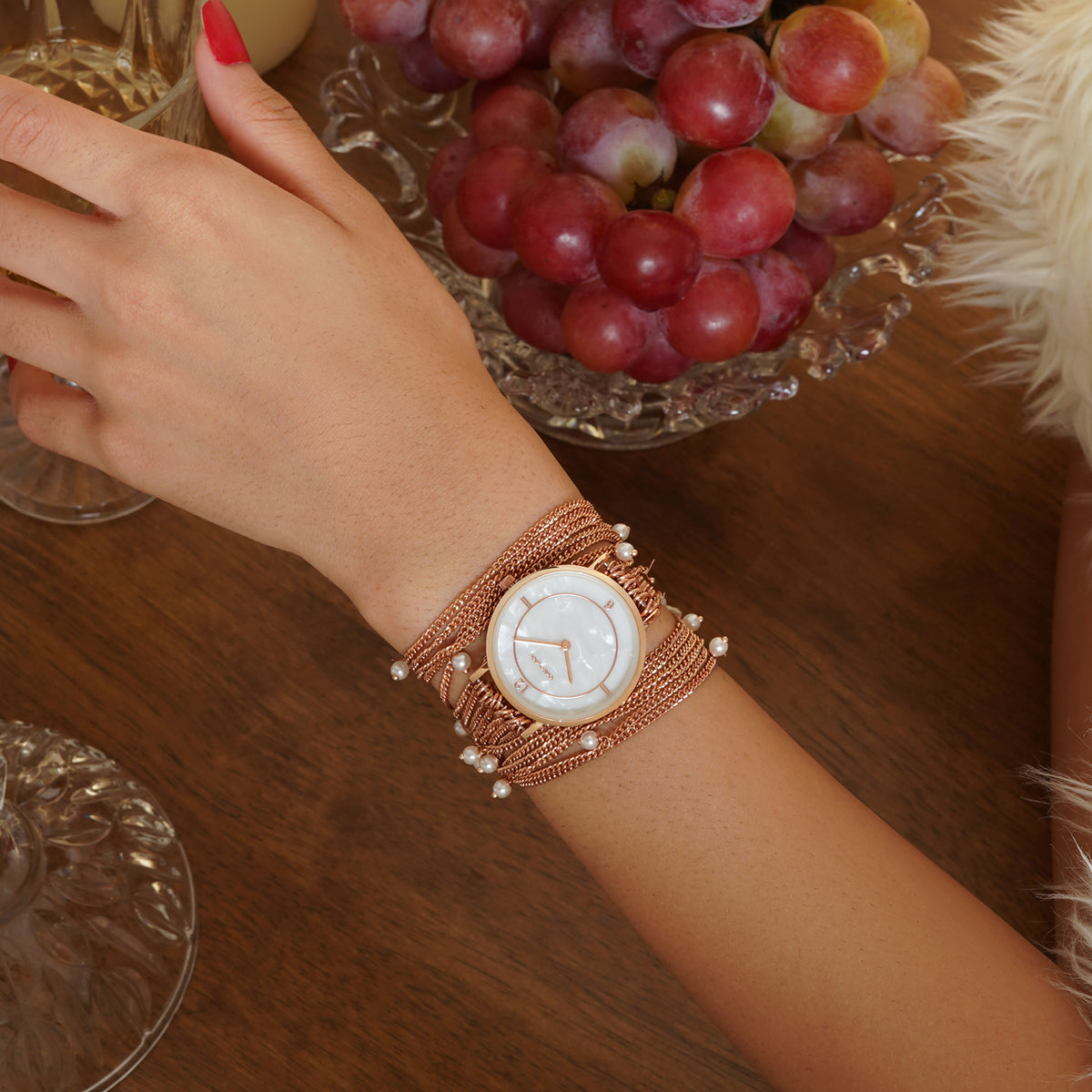 Millicent White MOP Dial Triple Wrap Rose Gold Pearl Watch – Joker & Witch