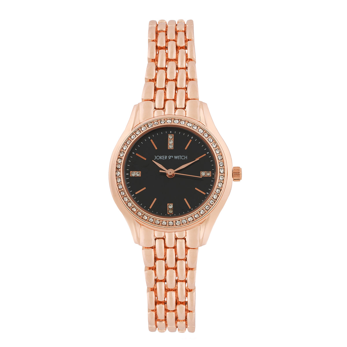 Shop online Crystal Aura Rose Gold Rhinestone Watch With Black Dial And ...