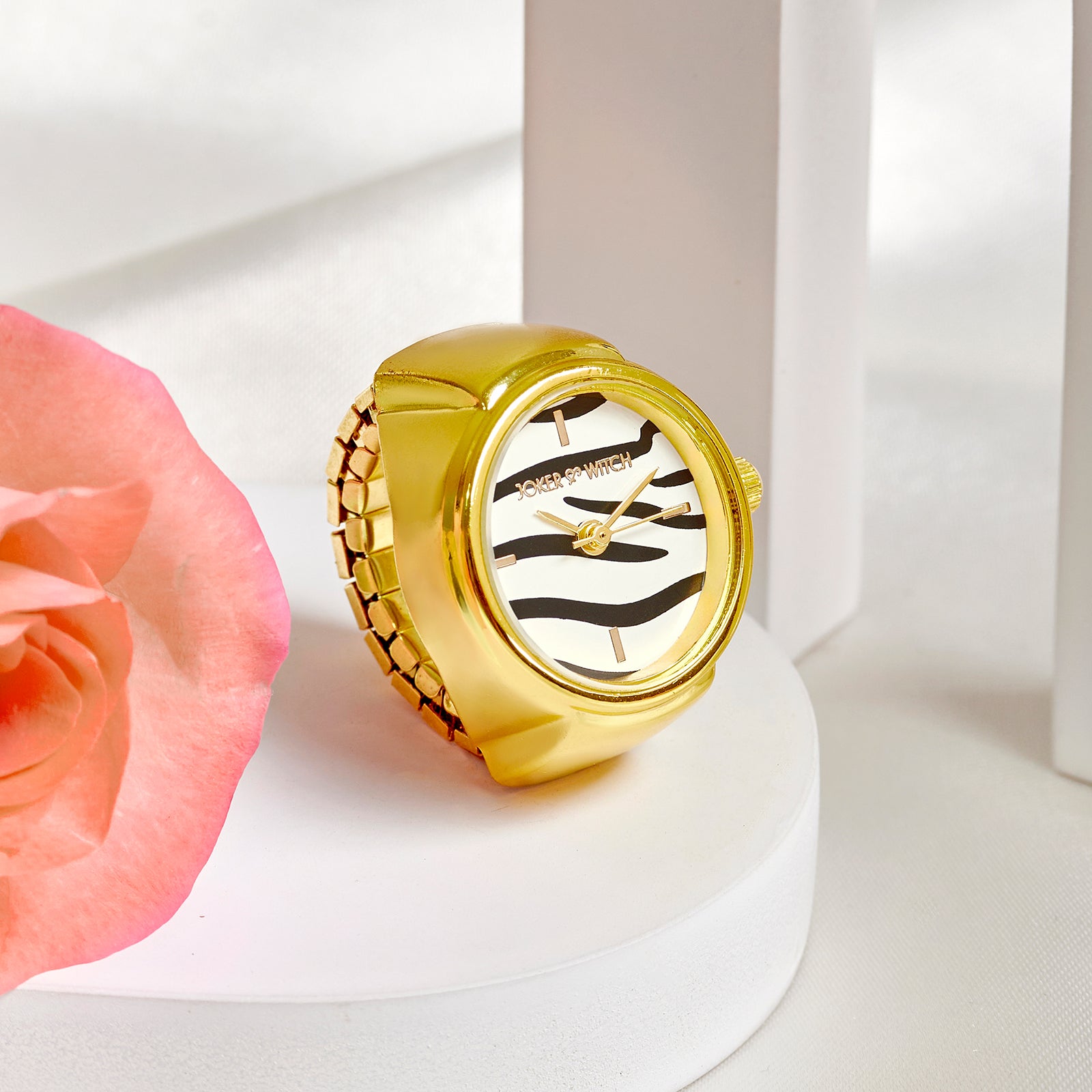 Shop online Savanna Stripes Gold Ring Watch with Zebra Stripe Dial by ...