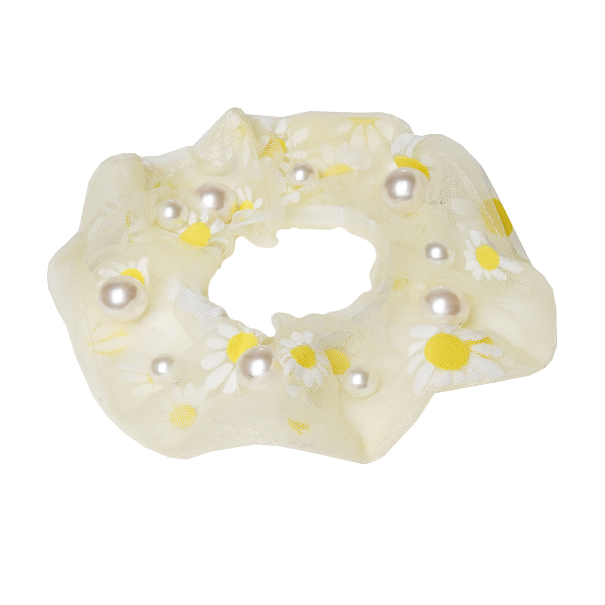 Shop Online Daisy Pearl Yellow Hair Scrunchie by Joker & Witch